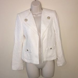 Magaschoni | Jackets & Coats | Tweed Blazer Jacket Brushed Silvertone ...